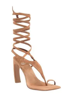 Jeffrey Campbell Bon Bon Ankle Wrap Sandal - Tan Suede