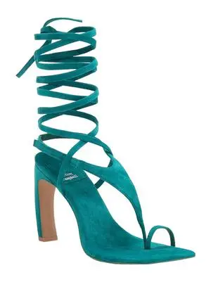 Jeffrey Campbell Bon Bon Ankle Wrap Sandal - Turquoise Suede