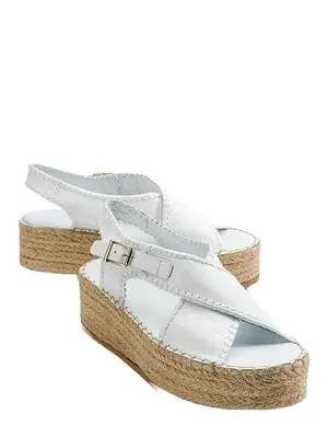 FOREVER & ALWAYS SHOES Bellezza Leather Platform Sandal White Leather