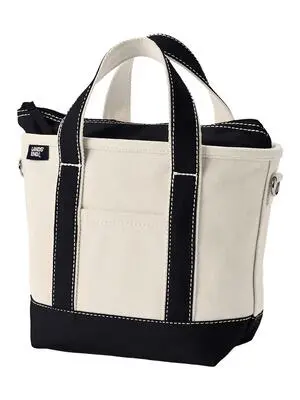LANDS' END Zip Top Canvas Tote Bag - Natural/black