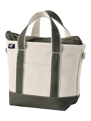 LANDS' END Zip Top Canvas Tote Bag - Natural/dark Olive Green
