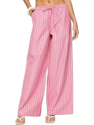 EDIKTED Maggy Stripe Wide Leg Pants - Pink