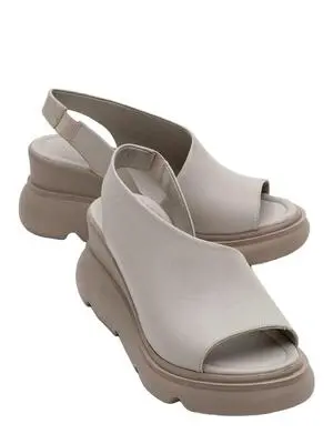 FOREVER & ALWAYS SHOES Agusto Leather Platform Sandals Beige Leather