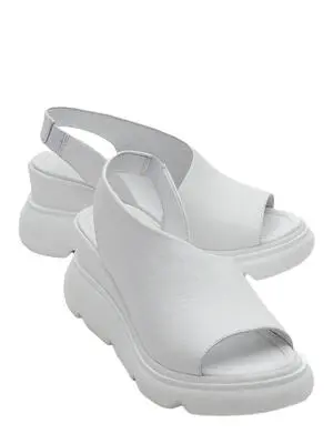 FOREVER & ALWAYS SHOES Agusto Leather Platform Sandals White Leather
