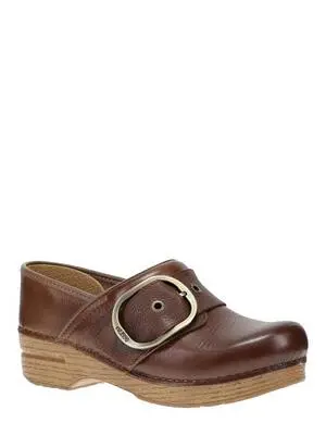Dansko Pearson Buckle Strap Clog - Brown Waxy Milled