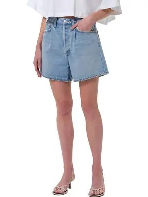 AGOLDE Rhoda Pleated Denim Shorts - Raft