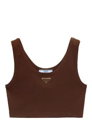 Prada Ribbed Knit Crop Top - Brown
