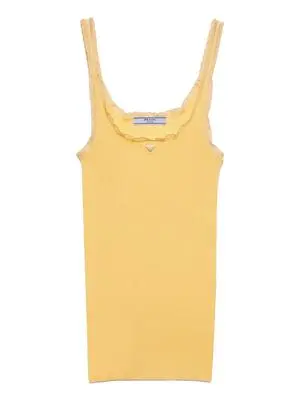 Prada Ribbed Cotton Top - Yellow