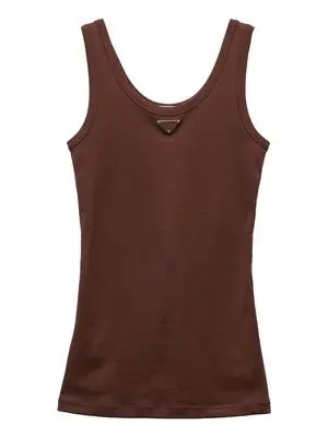 Prada Ribbed Knit Top Brown
