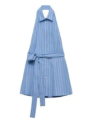Prada Sleeveless Striped Poplin Shirt - Light Blue