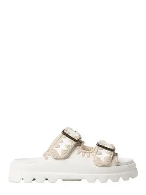 Mou Flat Sandals With Buckle Detail - White