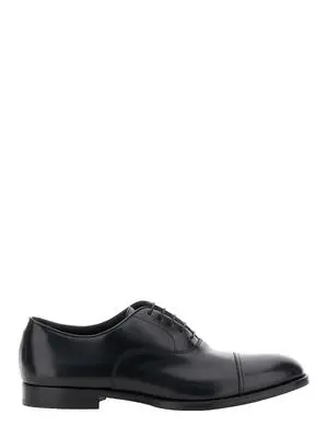 DOUCAL'S Smooth Calfskin Oxford Lace-up Shoes - Black