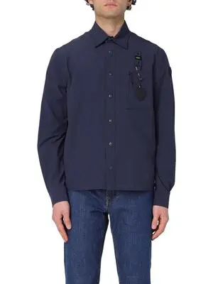BLAUER. Zip-up Jacket With Emblem Detail - Blue