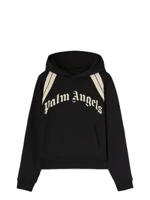 Palm Angels Curved Logo Track Hoodie - Black