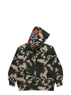 A BATHING APE Map Camo Shark Full Zip Hoodie - Green