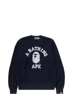 A BATHING APE College Waffle Crewneck Sweater - Blue