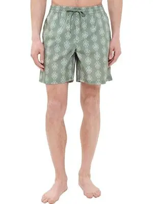 RHYTHM Ornate Striped Beach Shorts - Olive
