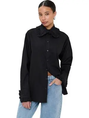 TANNER FLETCHER Pippa Ruffle Button-down Shirt - Black