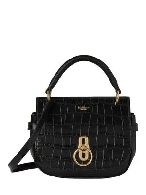 Mulberry Small Amberley Croc Embossed Satchel - Black