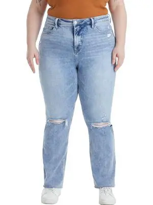 BAYEAS Ally High-waist Straight-leg Jeans - Light Blue
