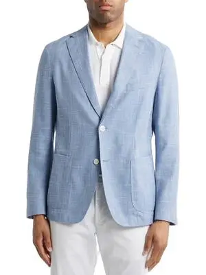 BOSS Hanry Slim-fit Slub Wool-blend Sport Coat - Light Blue