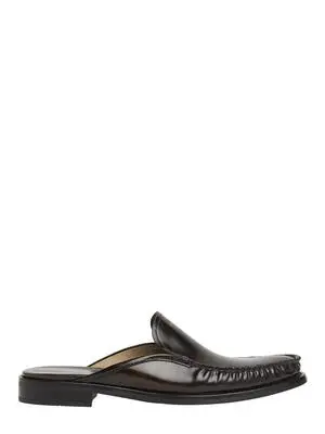 Prada Spazzolato Leather Loafer Mules Nero