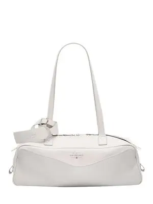 Balenciaga Carrie Small Leather Bowling Bag - White
