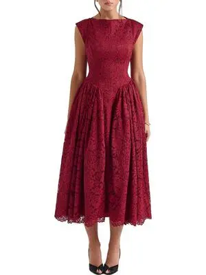 House Of Cb Debutante Lace Midi Dress - Rose Lace