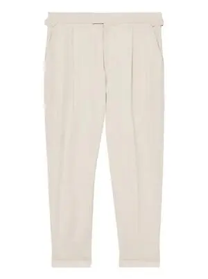 REISS Cantwell Tapered-leg Cotton-blend Trousers - Stone