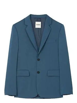 Sandro Single-breasted Notch-lapel Wool Blazer - Bleus