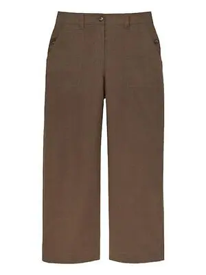 REISS Wide-Leg Linen Trousers Chocolate Brown