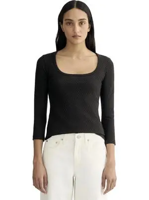 Everlane Pointelle Scoop-neck Top - Black