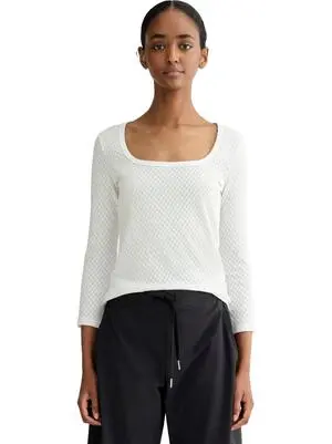 Everlane Pointelle Scoop-neck Top - White