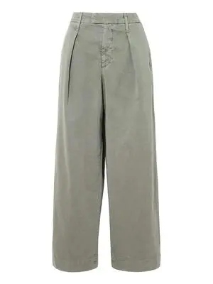 SLVRLAKE Pleated Wide-Leg Cotton Pants Sage Green
