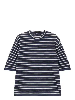 Theory Striped Linen-blend T-shirt - Blue