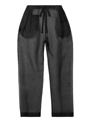 Khaite Trenton Pleated Silk-organza Tapered Trousers - Black