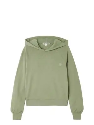 Eterne Sonny Cropped Cotton-jersey Hoodie - Green