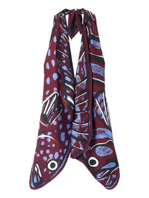 Bottega Veneta Open-Back Printed Silk-Twill Halterneck Top Plum