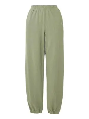 Eterne ÉTERNE Vinny Embroidered Cotton-Jersey Track Pants Green