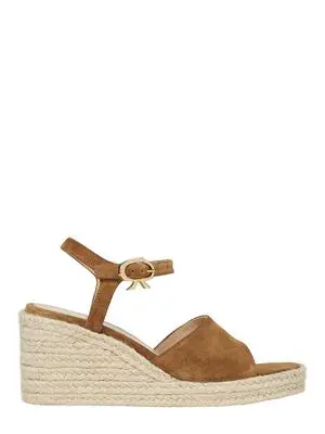 GIANVITO ROSSI Suede Espadrille Wedge Sandals - Texas Naturale