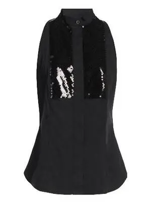 8PM Cotton Shirt With Appliqués And Sequins - Black