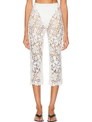 LA PORTE Gabrielle Lace Capri Pant - White Lace