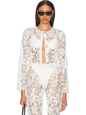 LA PORTE Coco Lace Cardigan - White Lace