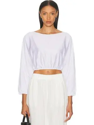 LESET Yoko Long Sleeve Blouson Top - White