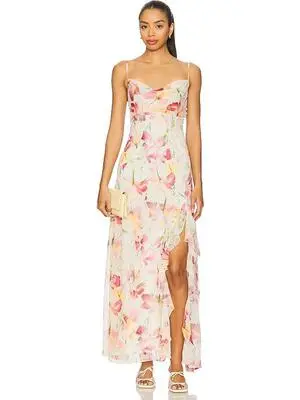 NICHOLAS Kamila Ruffle Gown Luna Ivory Wildflower