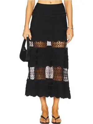 Alexis Jeannie Midi Skirt - Black