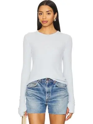 Michael Lauren Axl Crop Fitted Top - Ice Blue