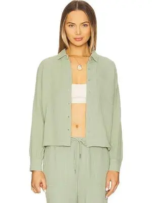BOBI Cropped Button-up Shirt - Juniper