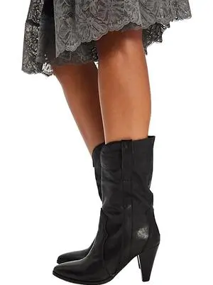 Free People Fp Collection Feather Heel Boots - Black Leather