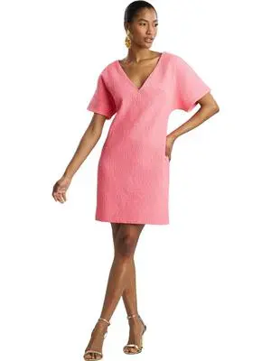 Natori Textured Cotton Jacquard Sheath Dress - Flamingo